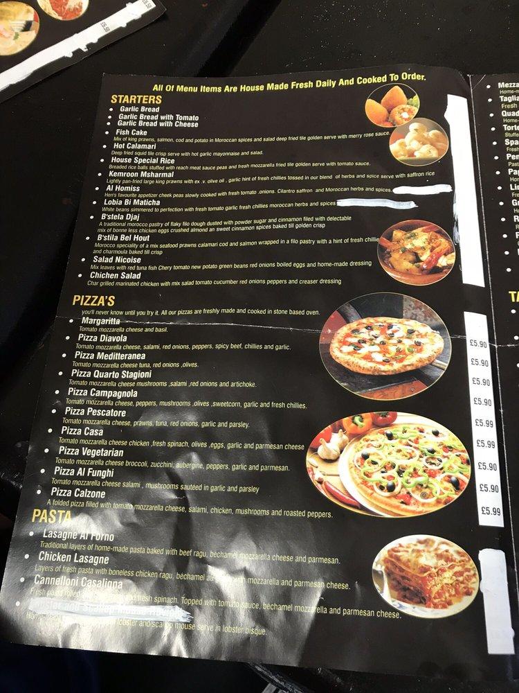 Menu at Red Marrakech restaurant, Stretford, 97 Ayres Rd