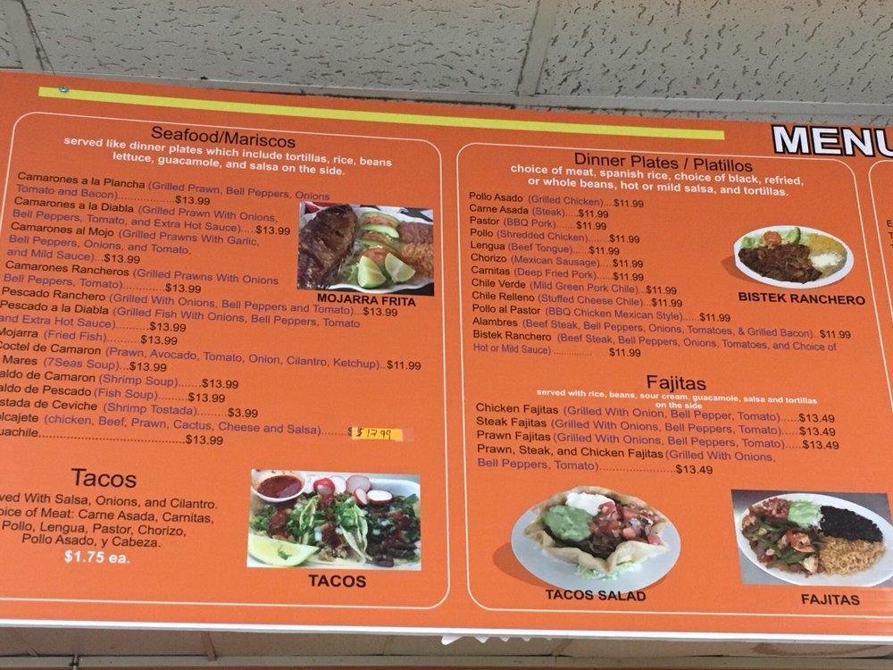 Menu at Taqueria Maria restaurant, Willits