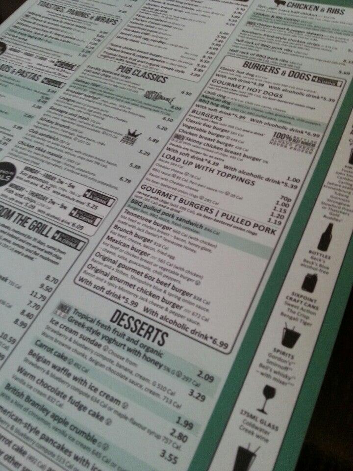 Menu at The Gary Cooper - JD Wetherspoon pub & bar, Dunstable