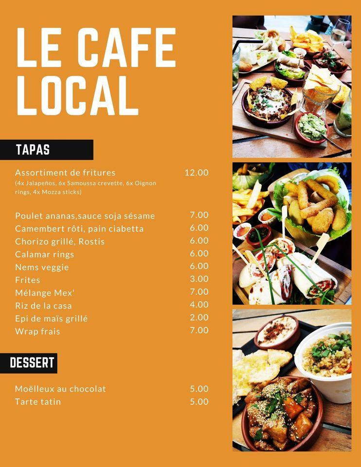 Menu at The Local Cafe, Combrit, Kerhor