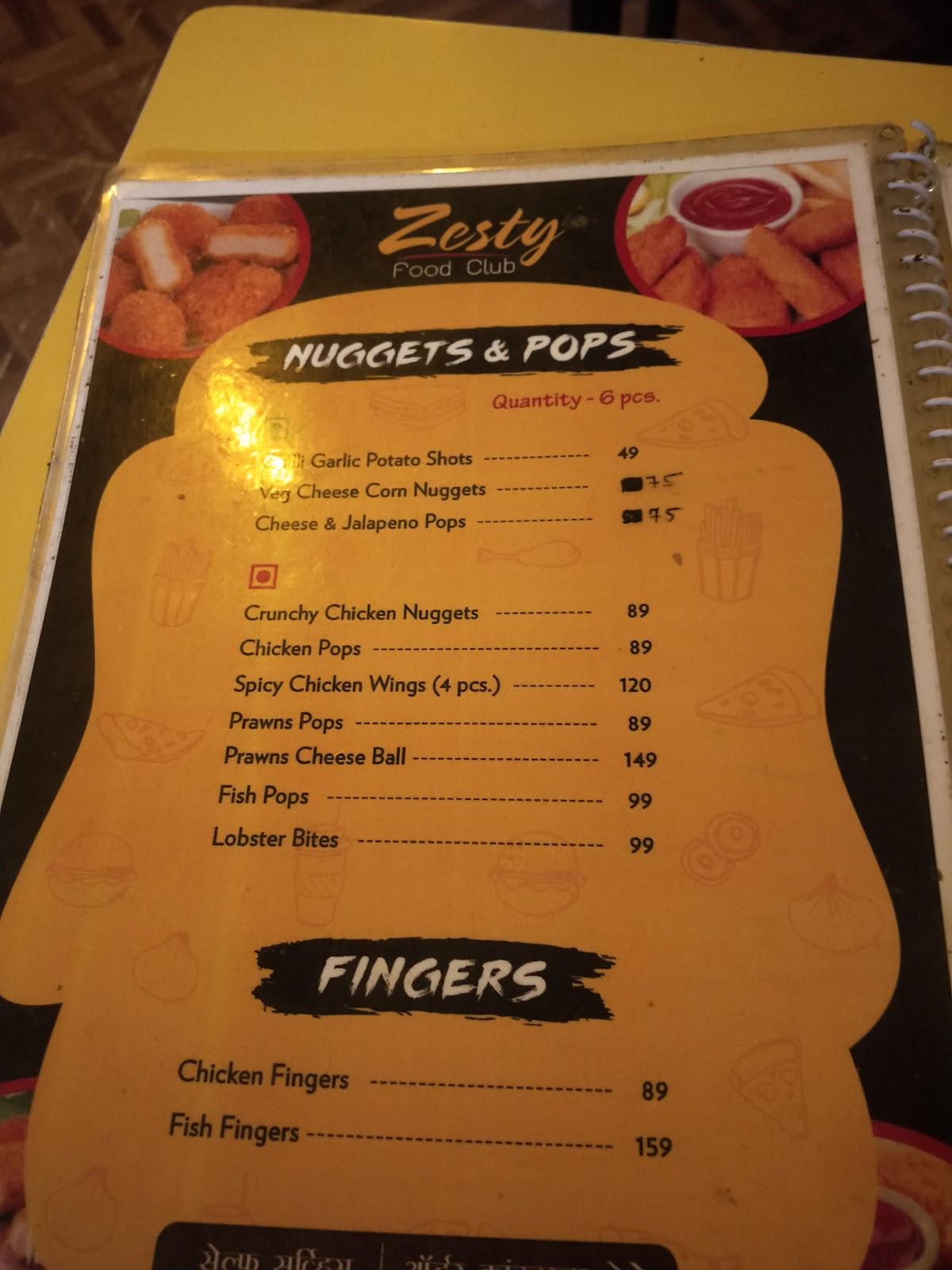 Menu at Zesty Food Club, Gotheghar