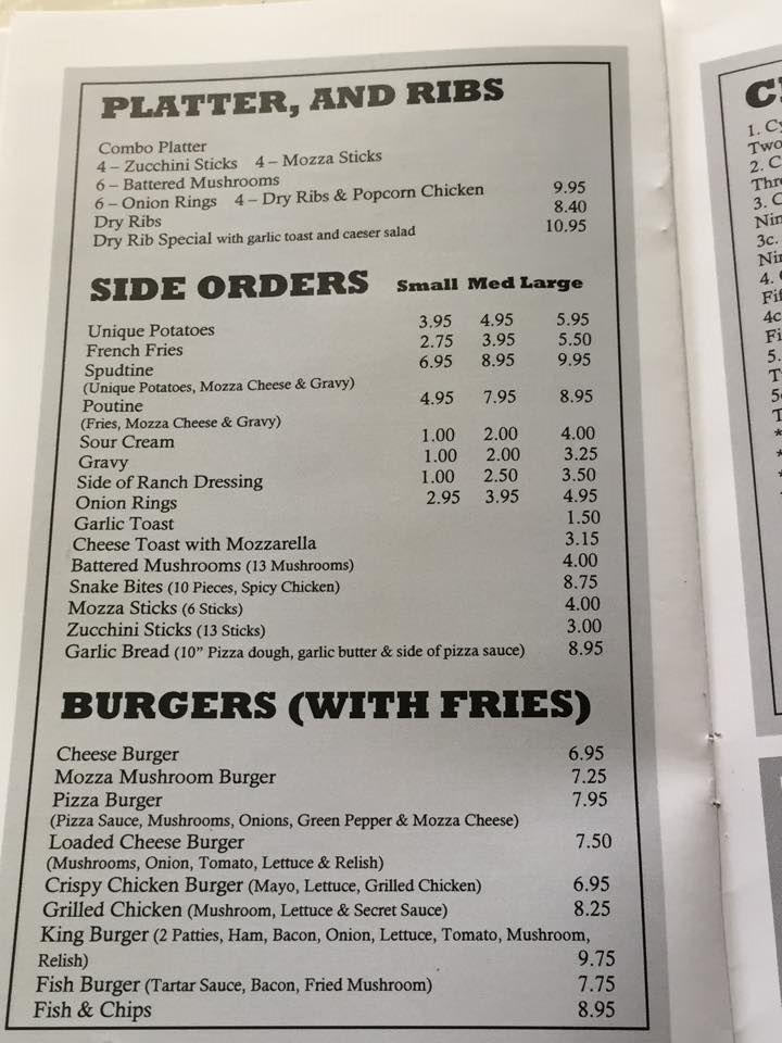Menu at Cypress Pizza and Chicken restaurant, Maple Creek