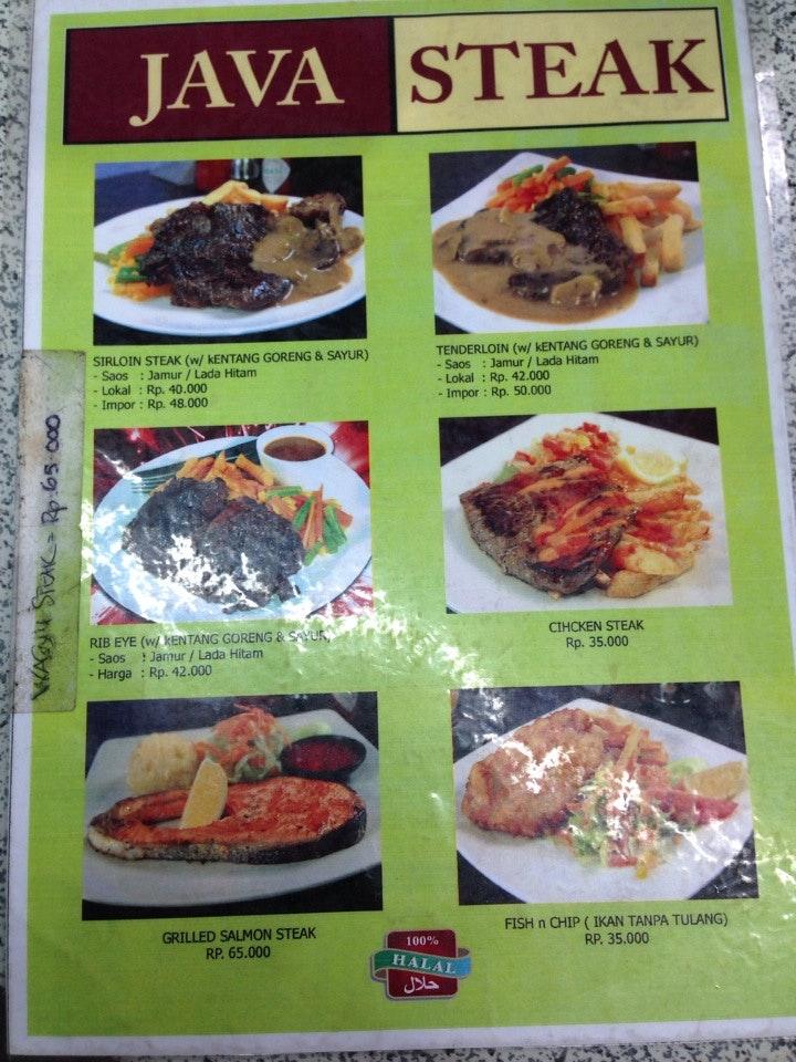 Menu at Java Steak steakhouse, Jakarta, Jalan Samanhudi Raya