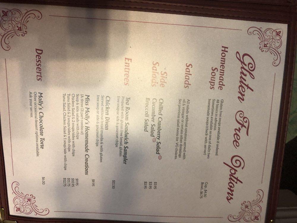 Menu at Miss Molly's Tea Room and Gift Shop restaurant, Medina