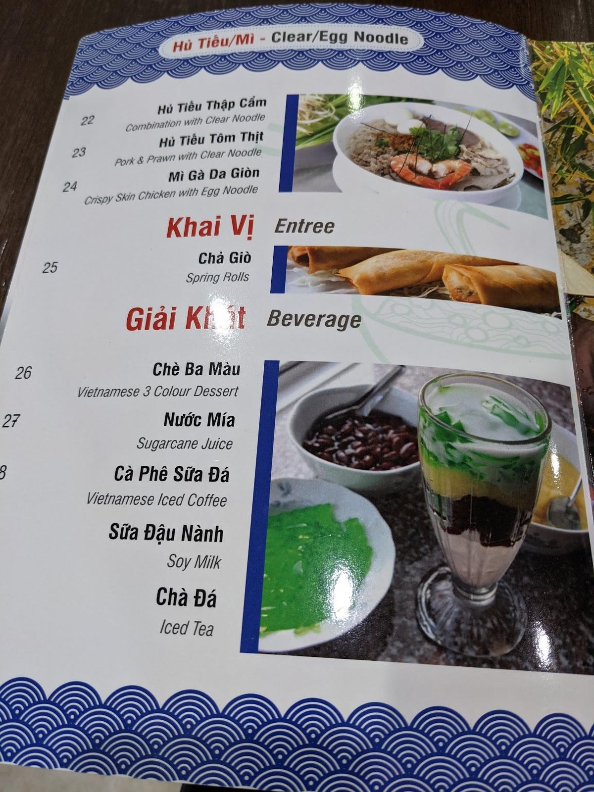 Menu at Phở Chú Hà restaurant, Inala