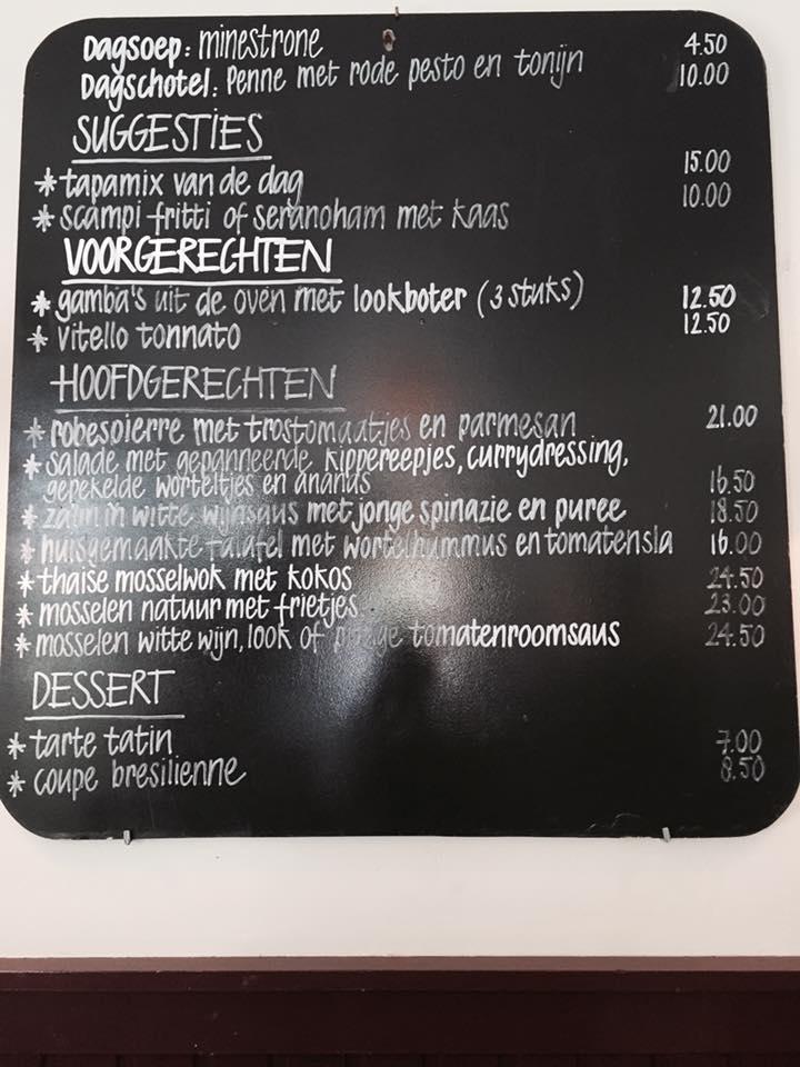 Menu at Walrus, Antwerp