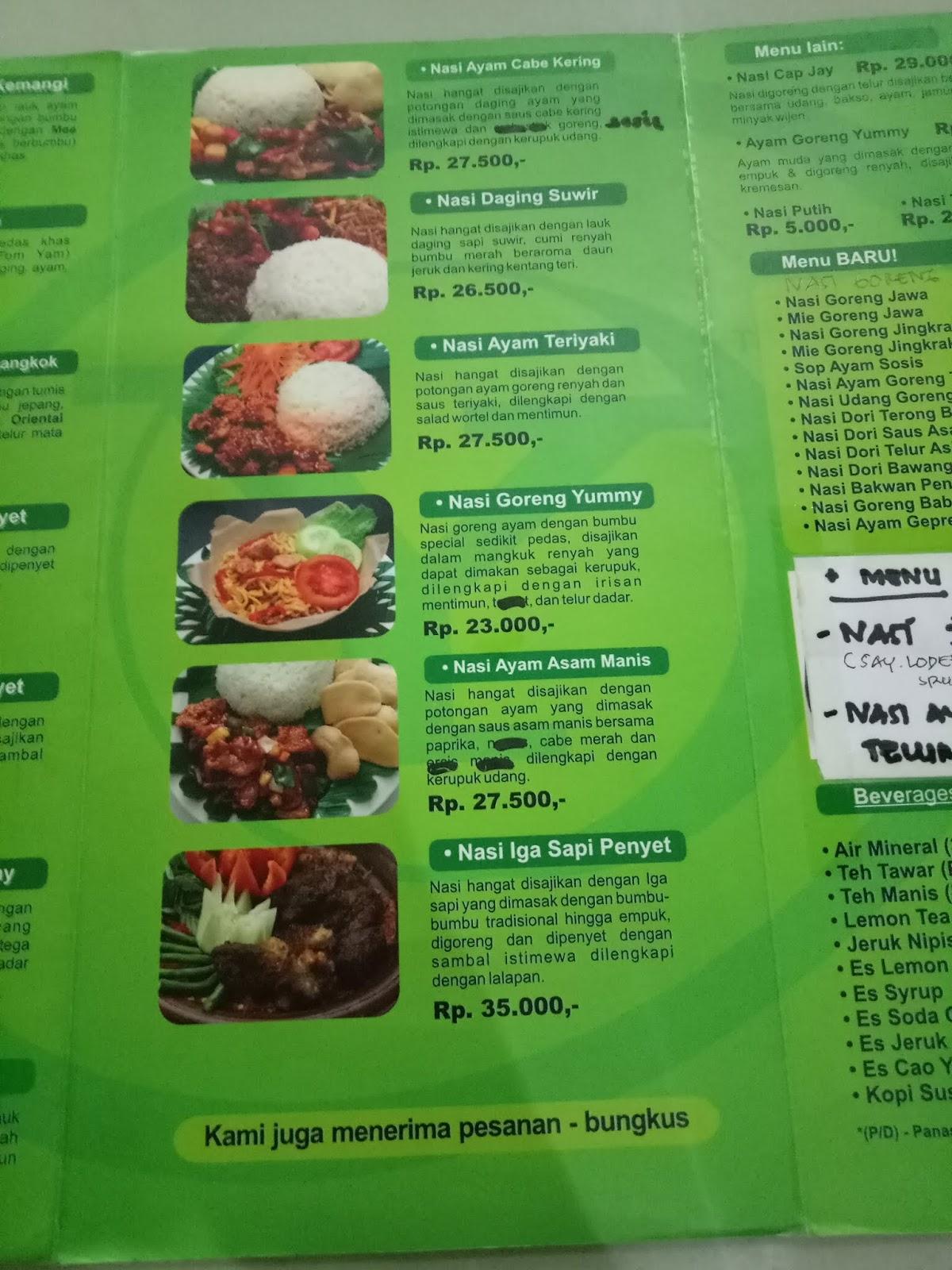 Menu at Yummy Resto restaurant, Surabaya, Jl. Manyar Kertoarjo IV No.29