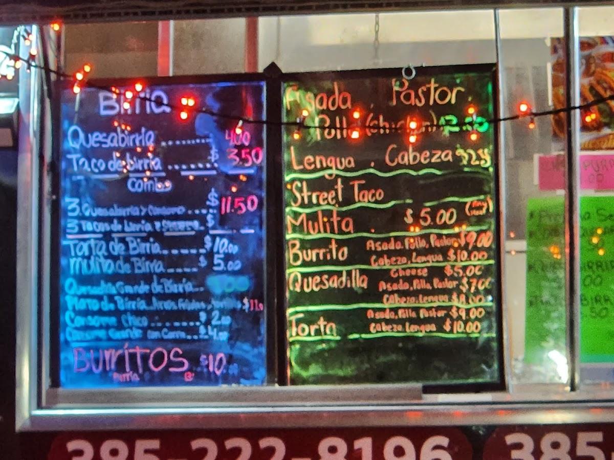 Menu at Catrinas Mexican food restaurant, West Valley City