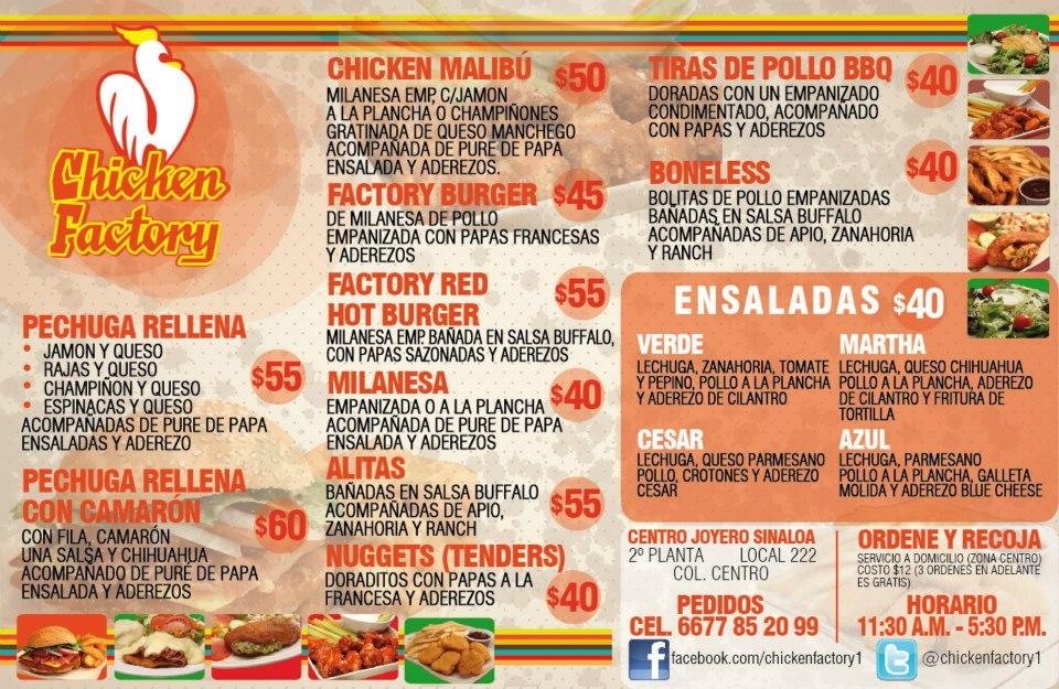 Carta del restaurante Chicken factory, Culiacán Rosales