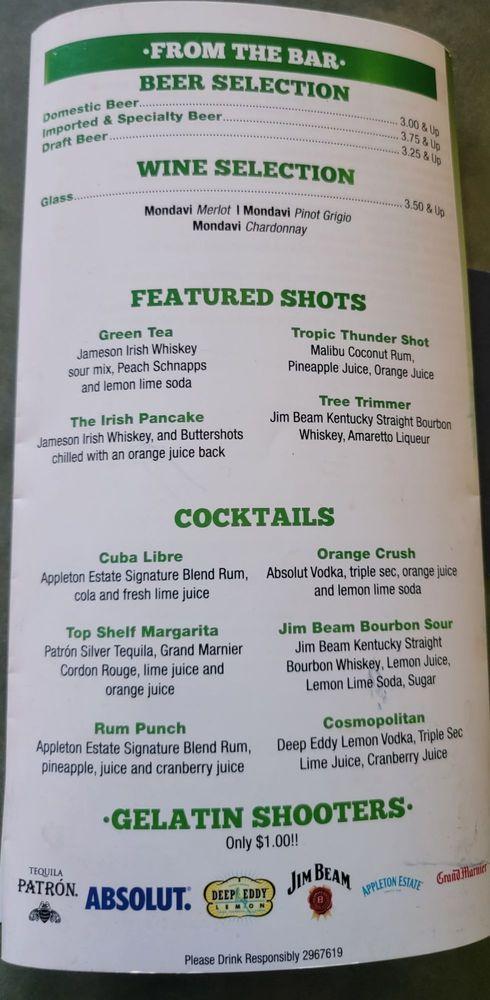 Menu at Foster's Cafe & Bar, Myrtle Beach