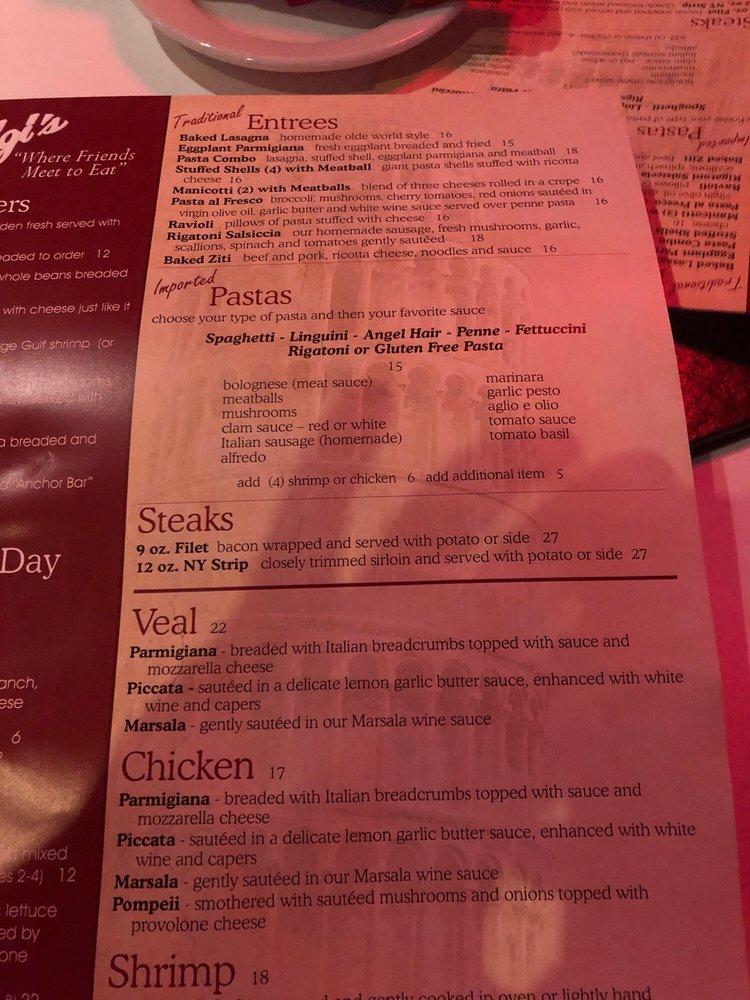 Menu at Gigi's Italian Restaurants, Treasure Island