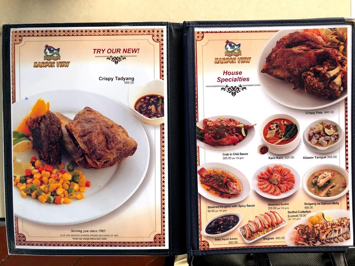 Menu at Harbor View Restaurant, Manila, South Dr