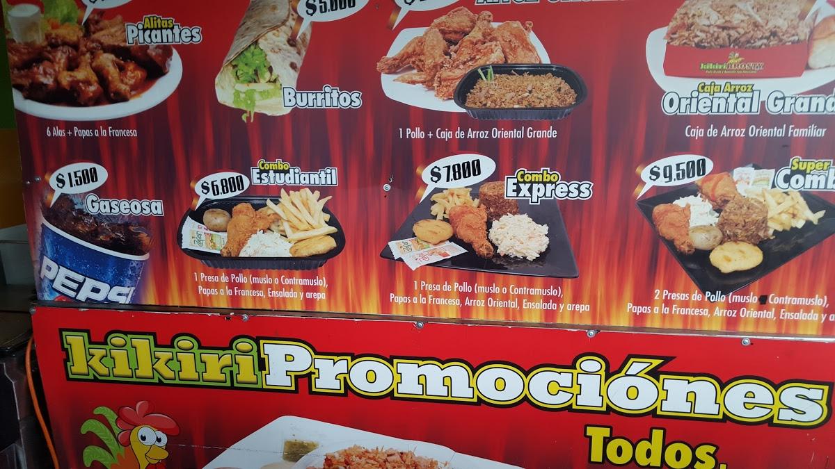 Menu at Kikiri Brosty restaurant, Medellín