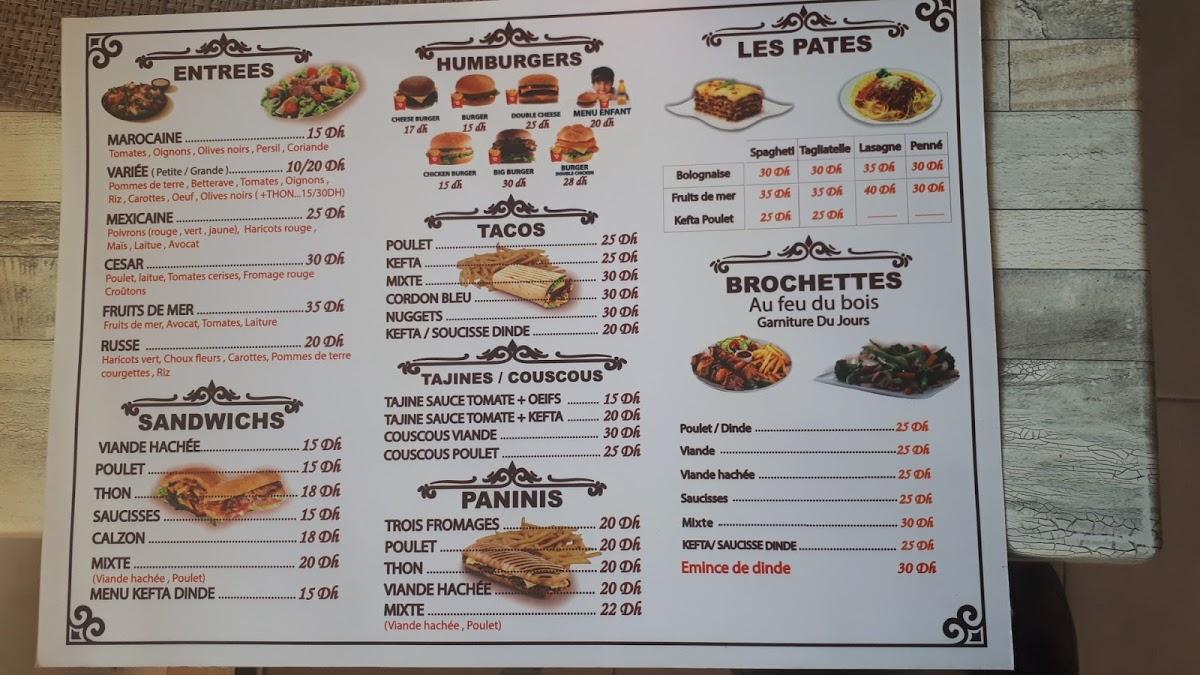 Menu at New Food Express restaurant, Marrakesh