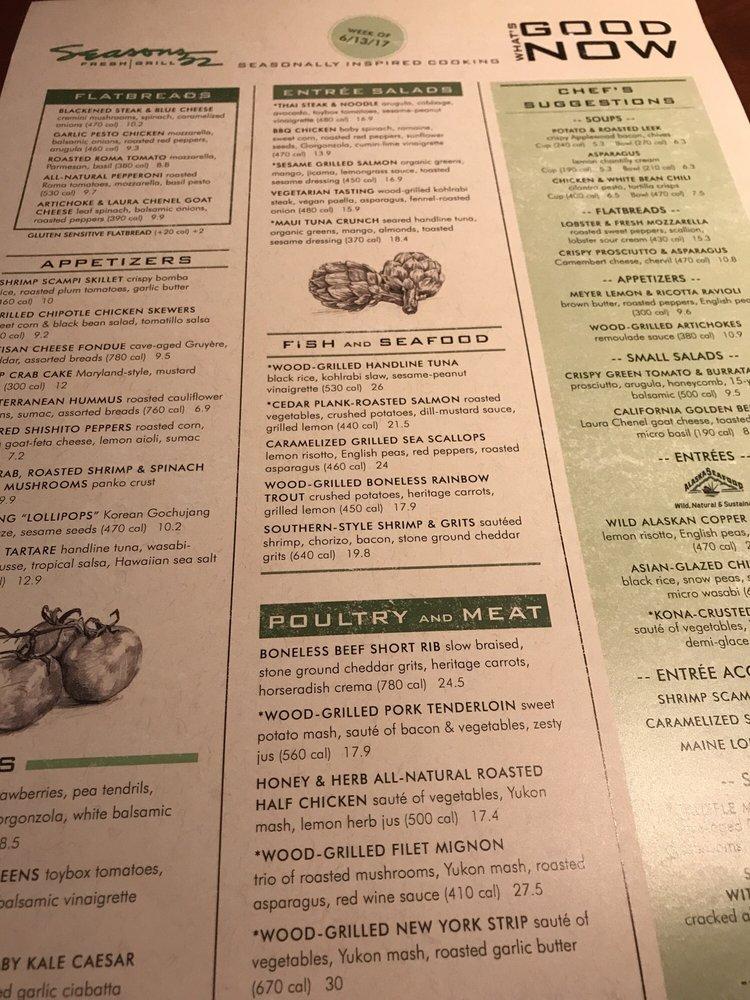 Menu at Seasons 52 pub & bar, Memphis