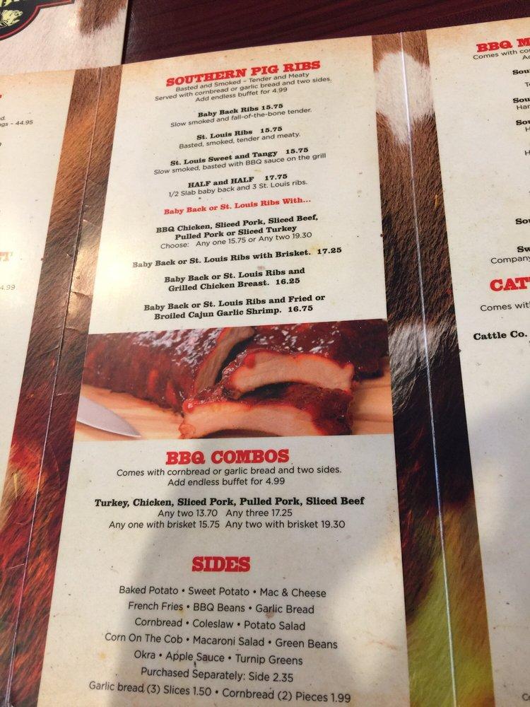Menu at Southern Pig & Cattle Co. Stuart BBQ, Stuart