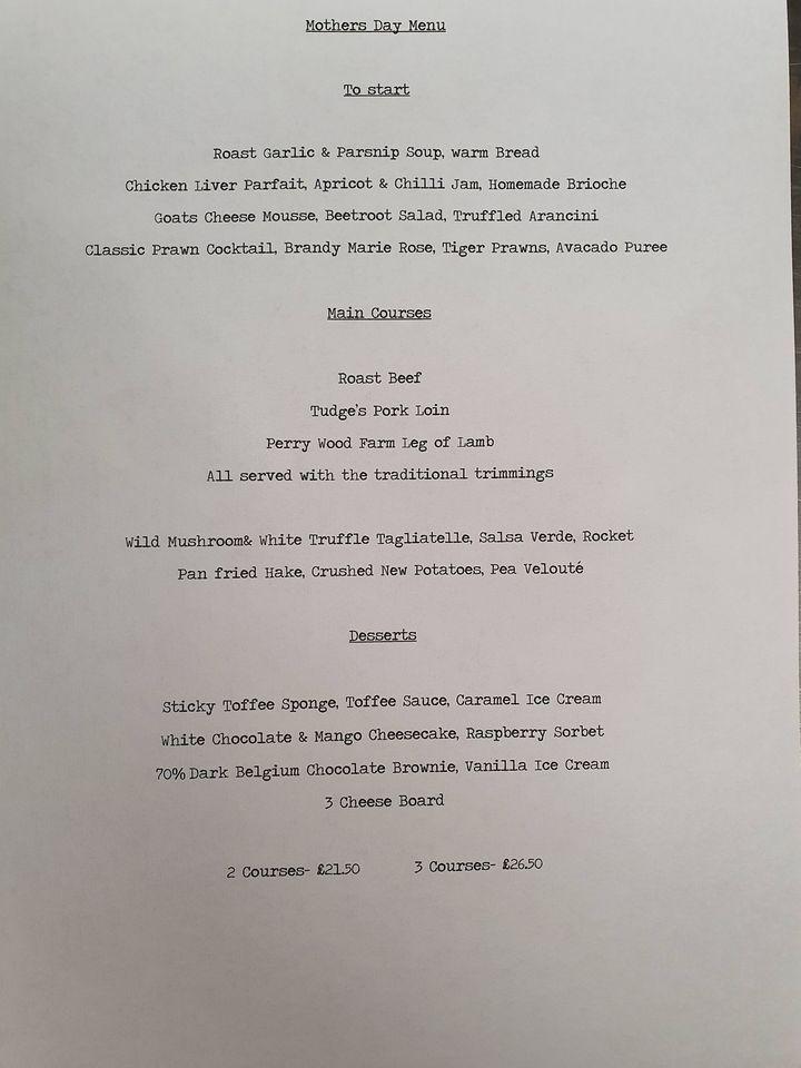 Menu at The Hopton Crown pub & bar, Hopton Wafers