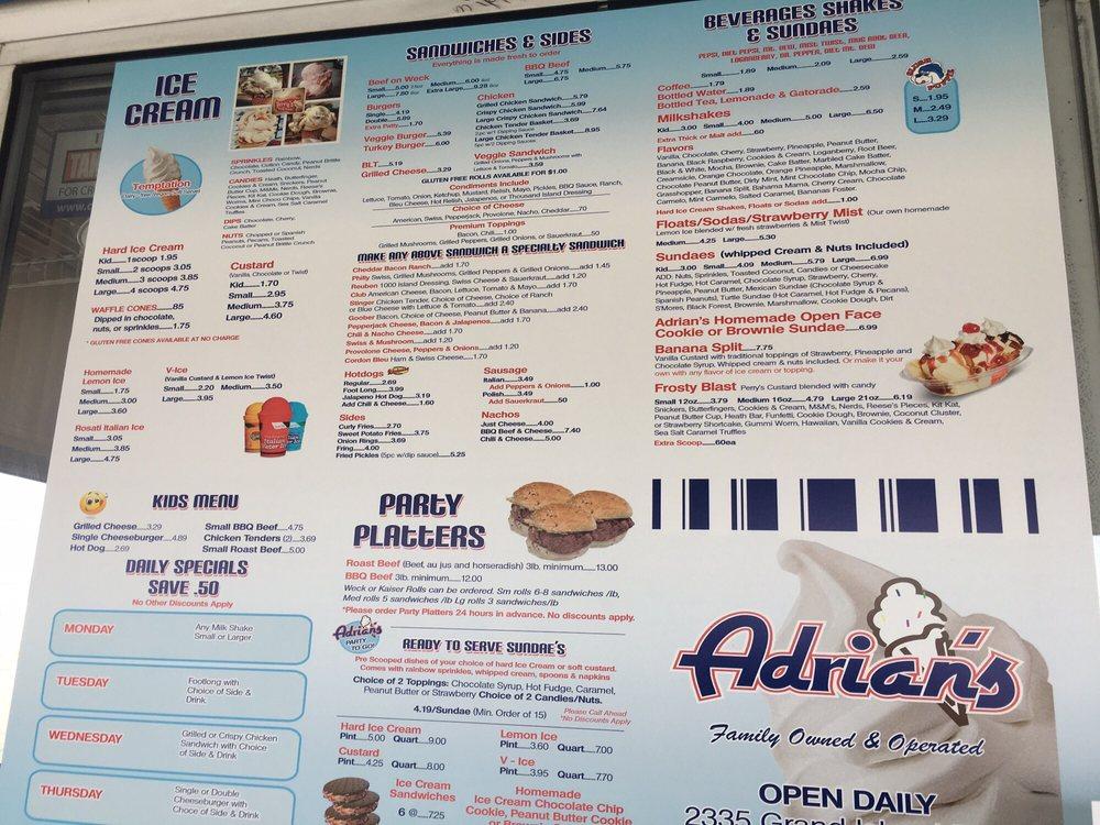Carta del restaurante Adrian's Custard and Beef, Grand Island