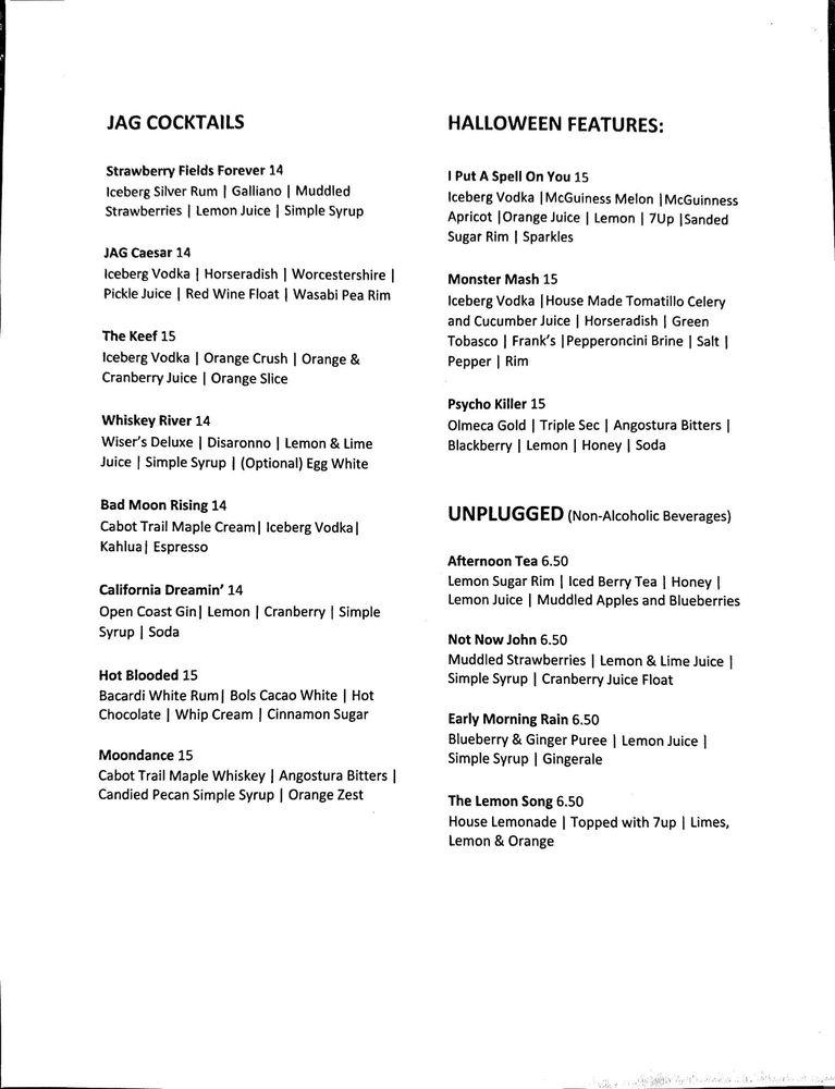 Menu at Exile Restaurant and Lounge, St. John's