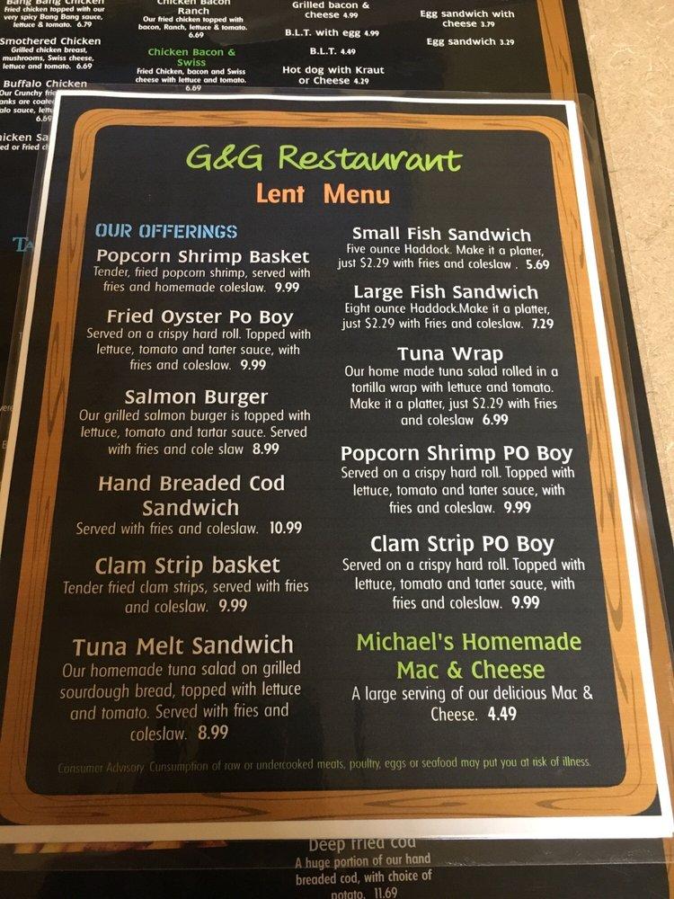 Menu at G & G Restaurant, Vandergrift