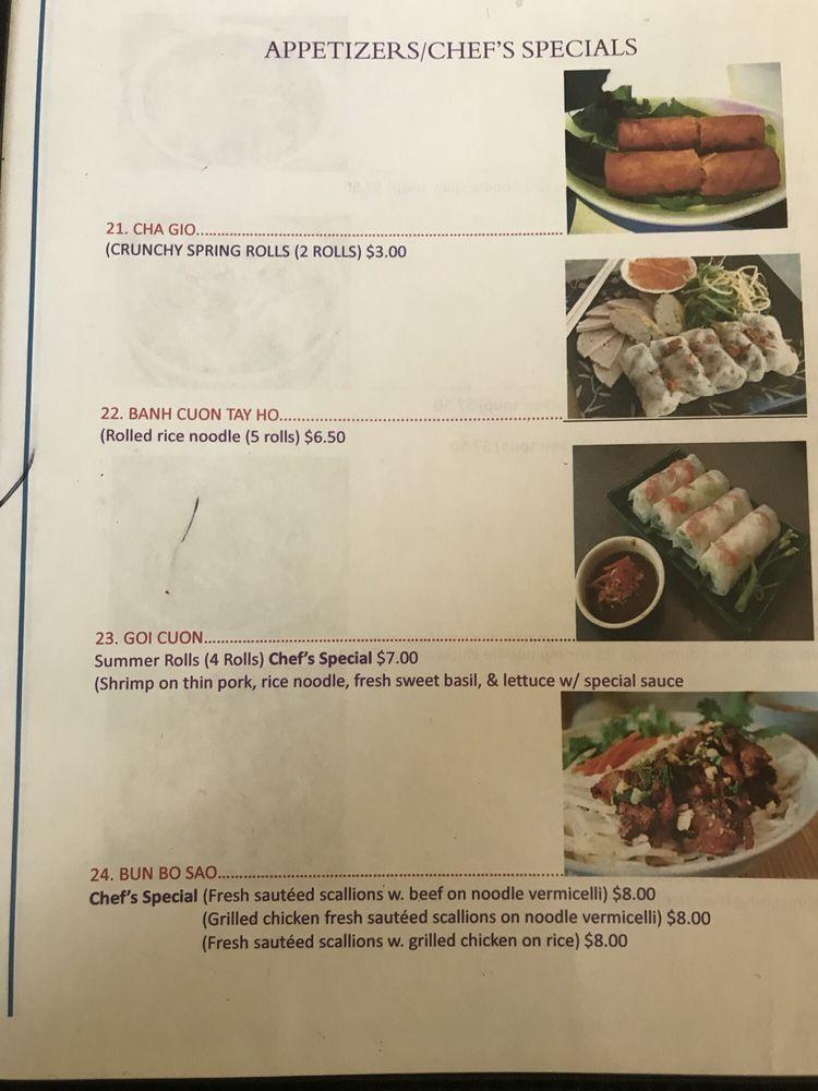 Menu at Pho Hong Thom restaurant, Bridgeport