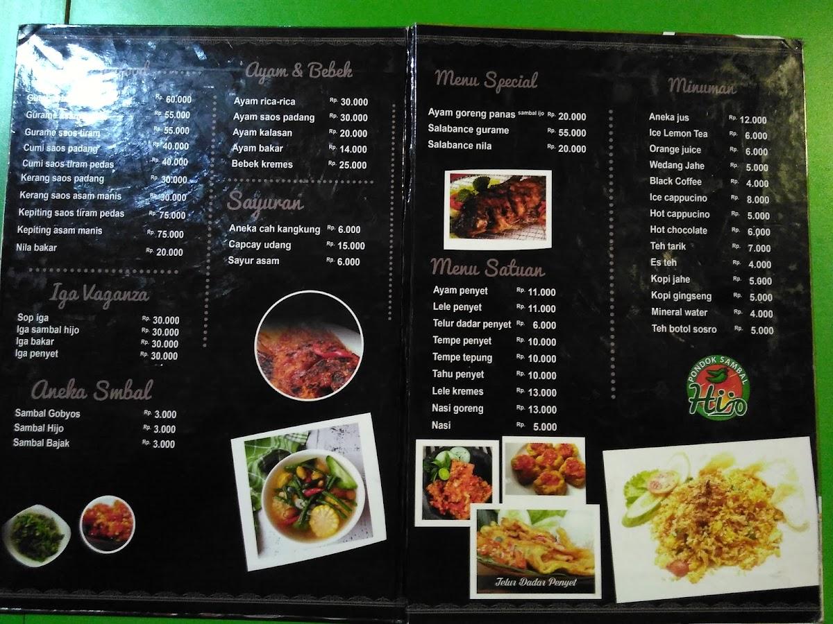 Carta del café Pondok Cabe Ijo, Pematang Kandis