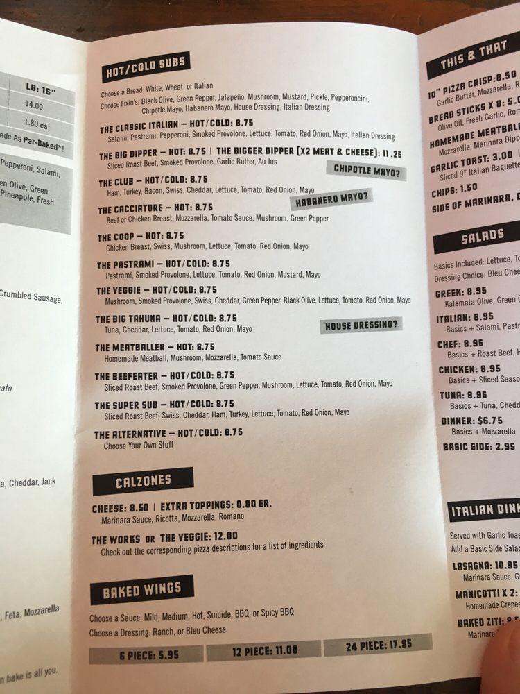 Menu at Stumpy's Pizza & Subs pizzeria, Phoenix