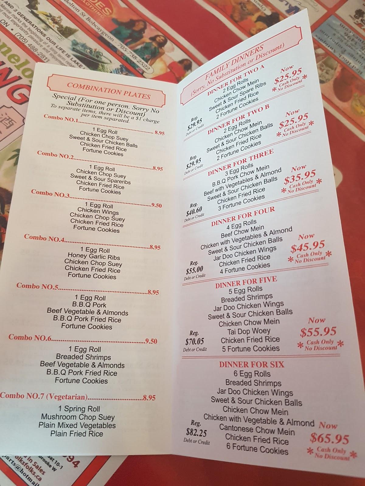 Menu at Sun Ming Restaurant, Kawartha Lakes