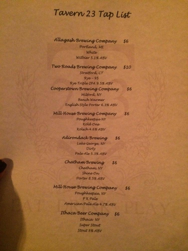 Menu at Tavern 23 pub & bar, Poughkeepsie