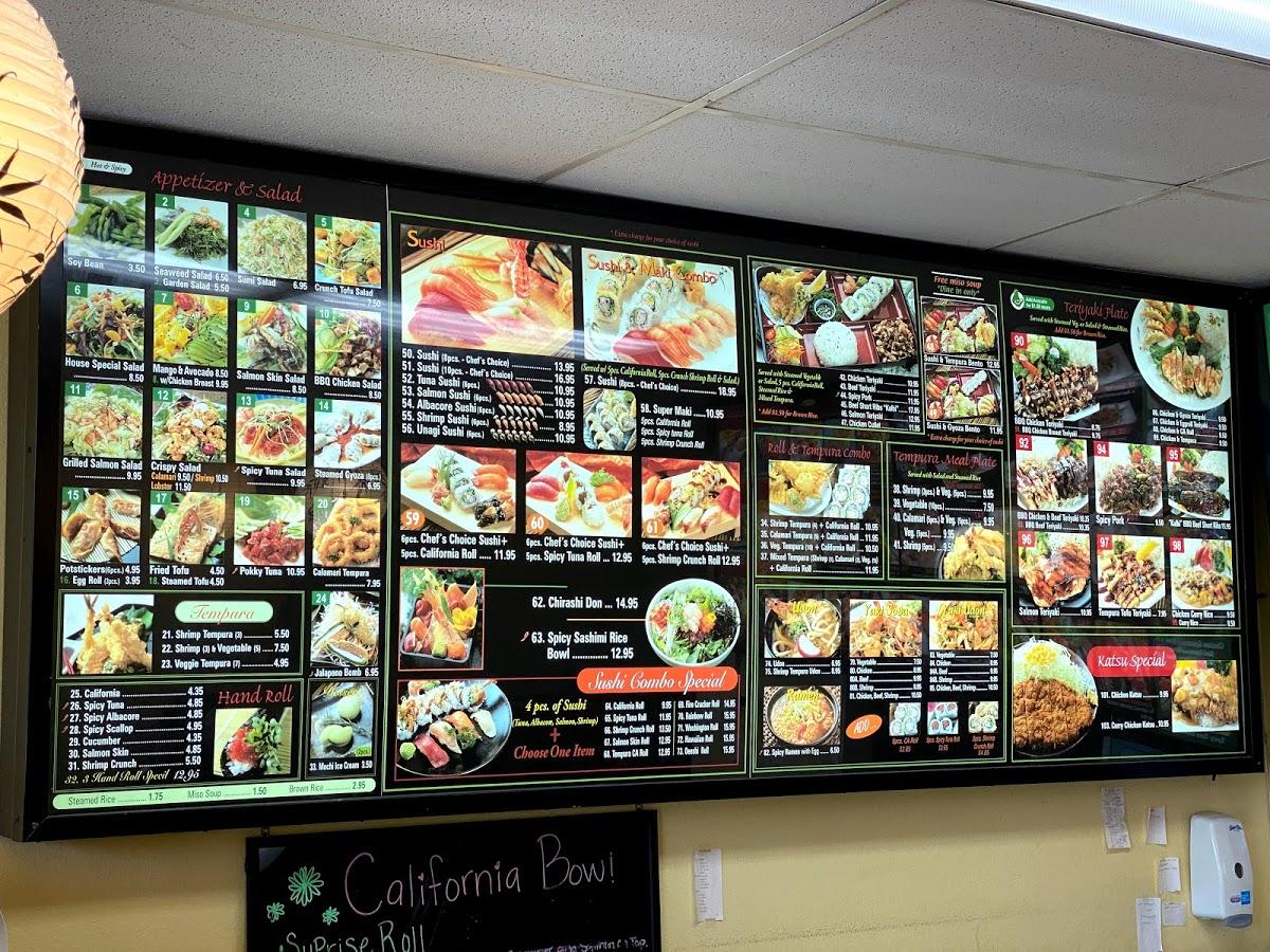 Menu at California Bowl Sushi & Teriyaki restaurant, Los Angeles ...