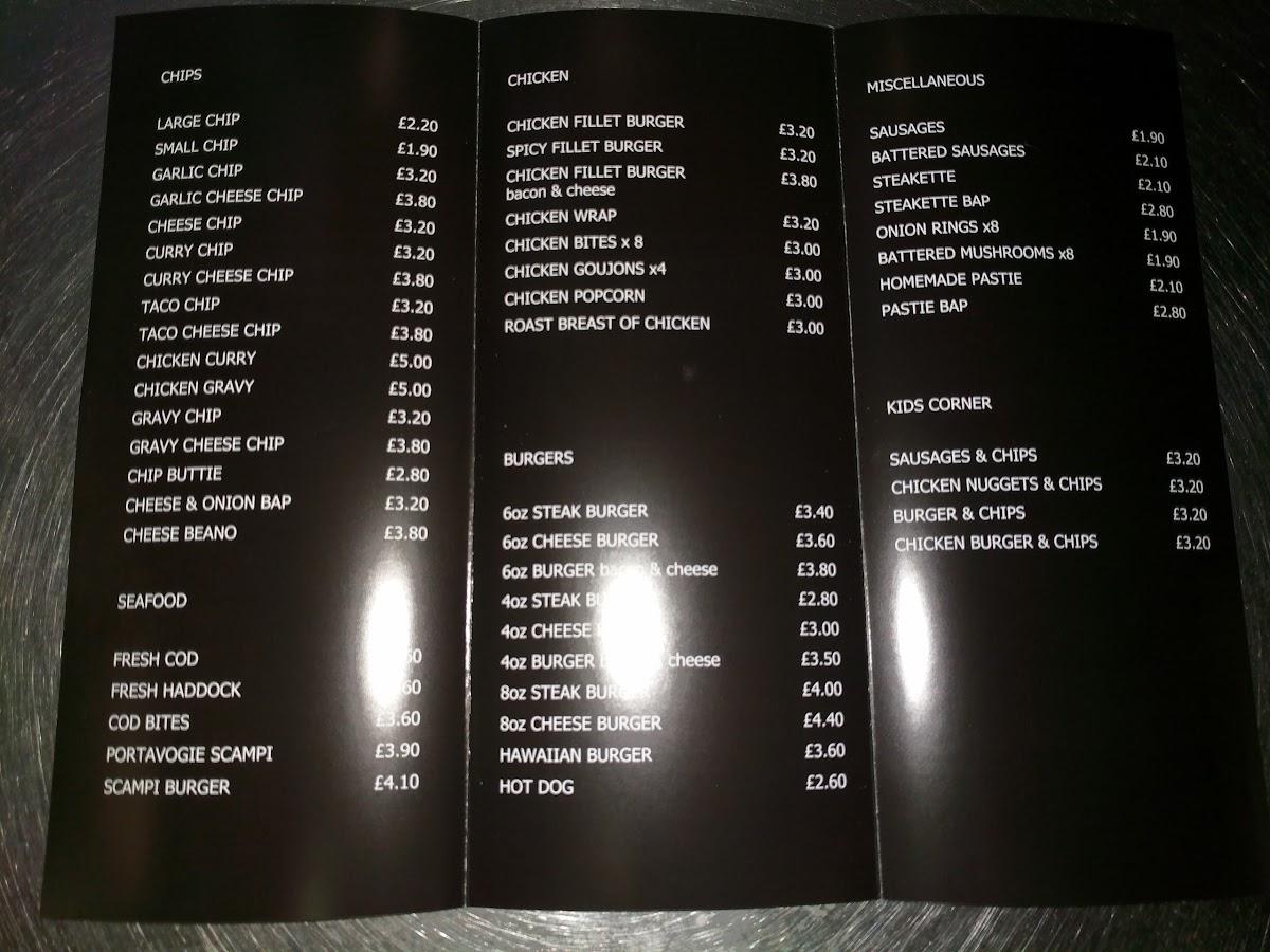 Menu at Captain Jack's / Jack's Bistro pizzeria, Portaferry