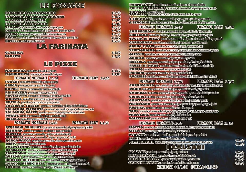 Menu at Che Pizza di Riccardo Bighi pizzeria, Luserna