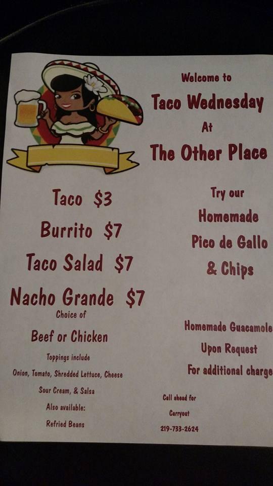 Menu at The other place pub & bar, Wanatah