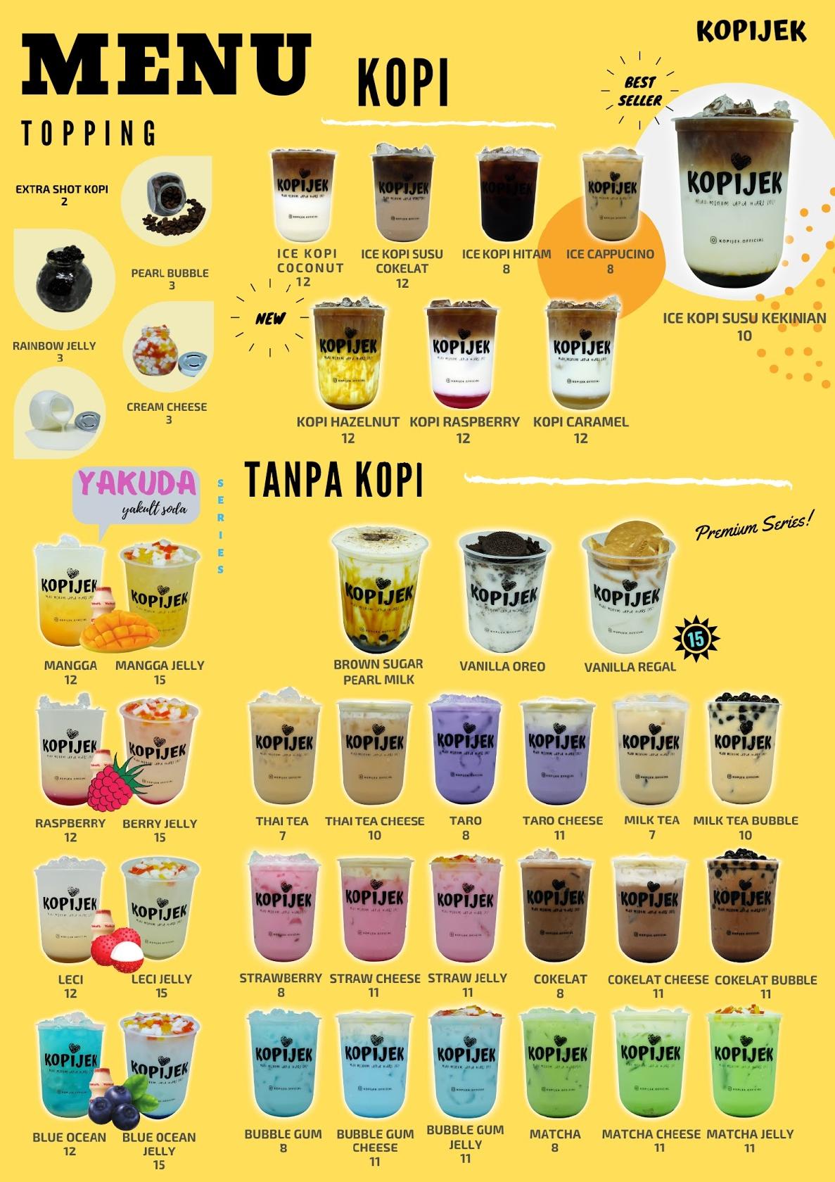 Menu at KOPIJEK TUGU MACAN, Indonesia