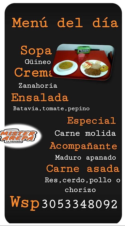 Carta del restaurante MÍSTER AREPA LA PRADERA, Dosquebradas