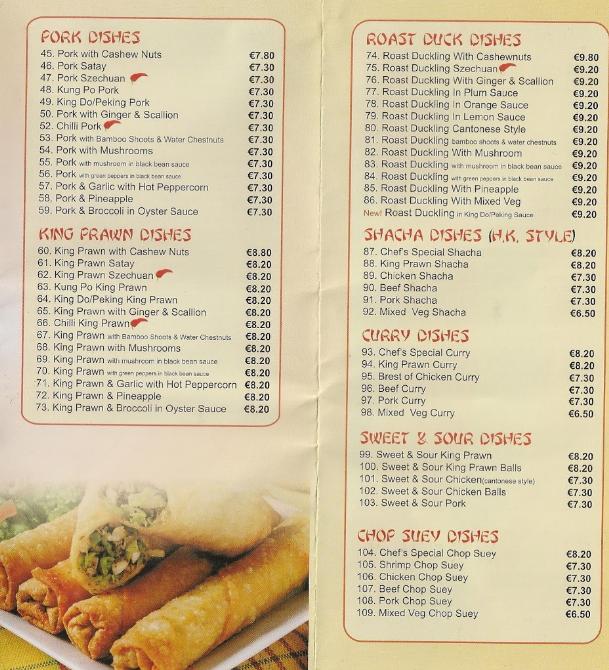 Menu at Newtown City Chinese Take Away restaurant, Newtown Cunningham ...