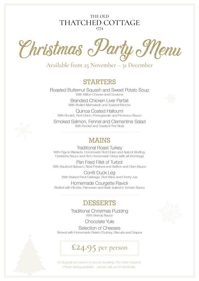 Menu at The Old Thatched Cottage Restaurant, Weston-super-Mare