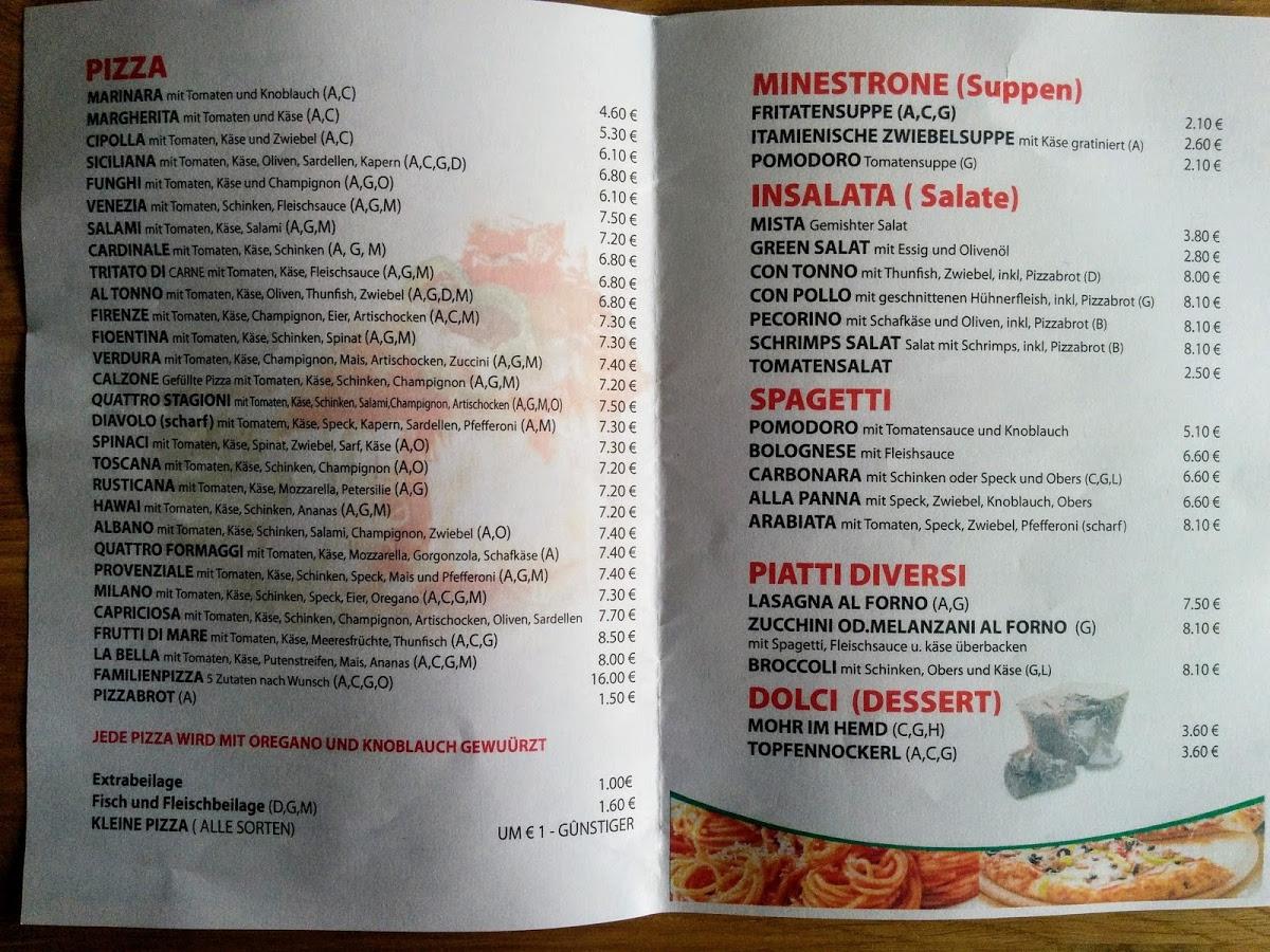 Speisekarte von Pizzeria La Bella - Nasser Cherif, Kirchschlag in der ...