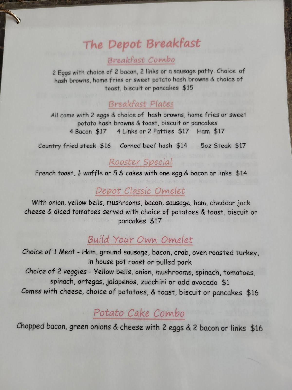 Menu at The Depot Eatery restaurant, Grants Pass