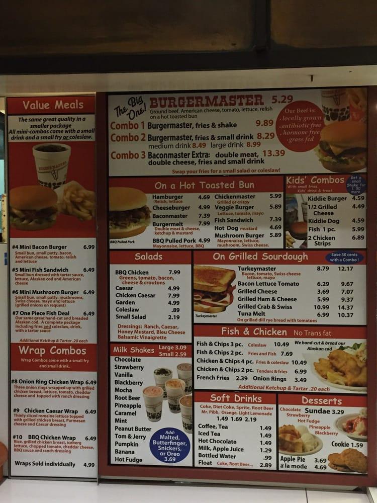 Menu at Burgermaster restaurant, Bellevue