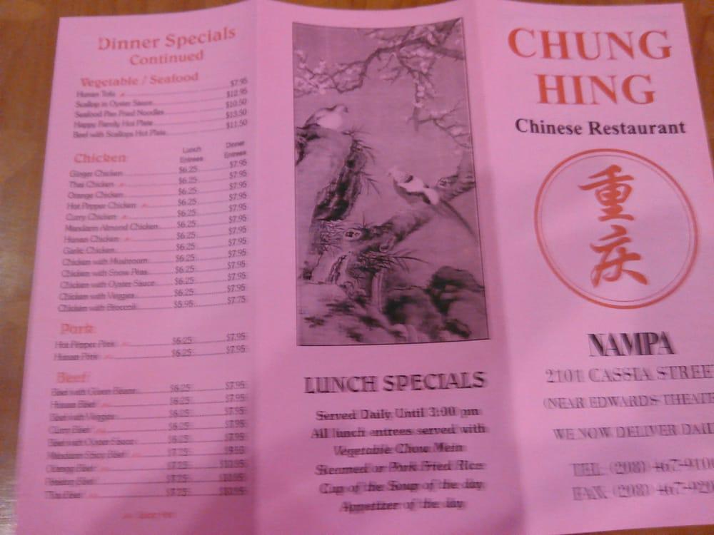 Menu at Chung Hing restaurant, Nampa