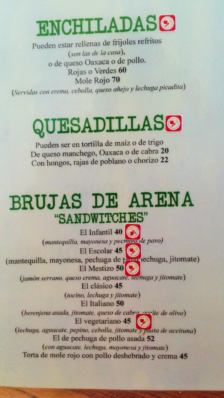 Menu at La Flor de la Vida restaurant, Malinalco