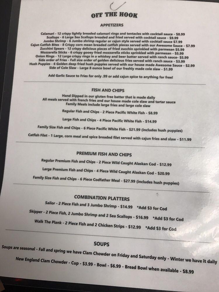 Menu at Off The Hook Seafood restaurant, Las Vegas, S Buffalo Dr #105