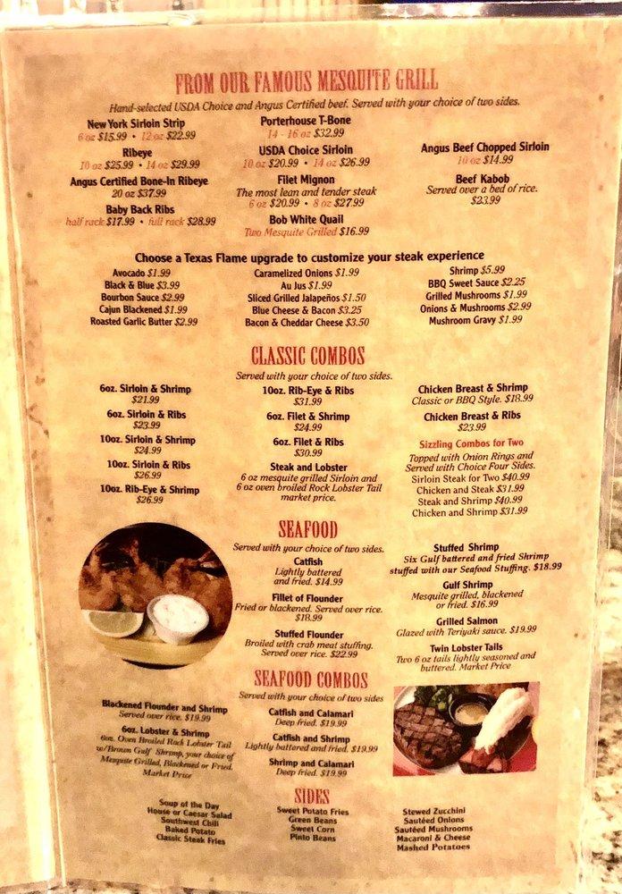 Menu at Texas Flame Steakhouse, Corpus Christi