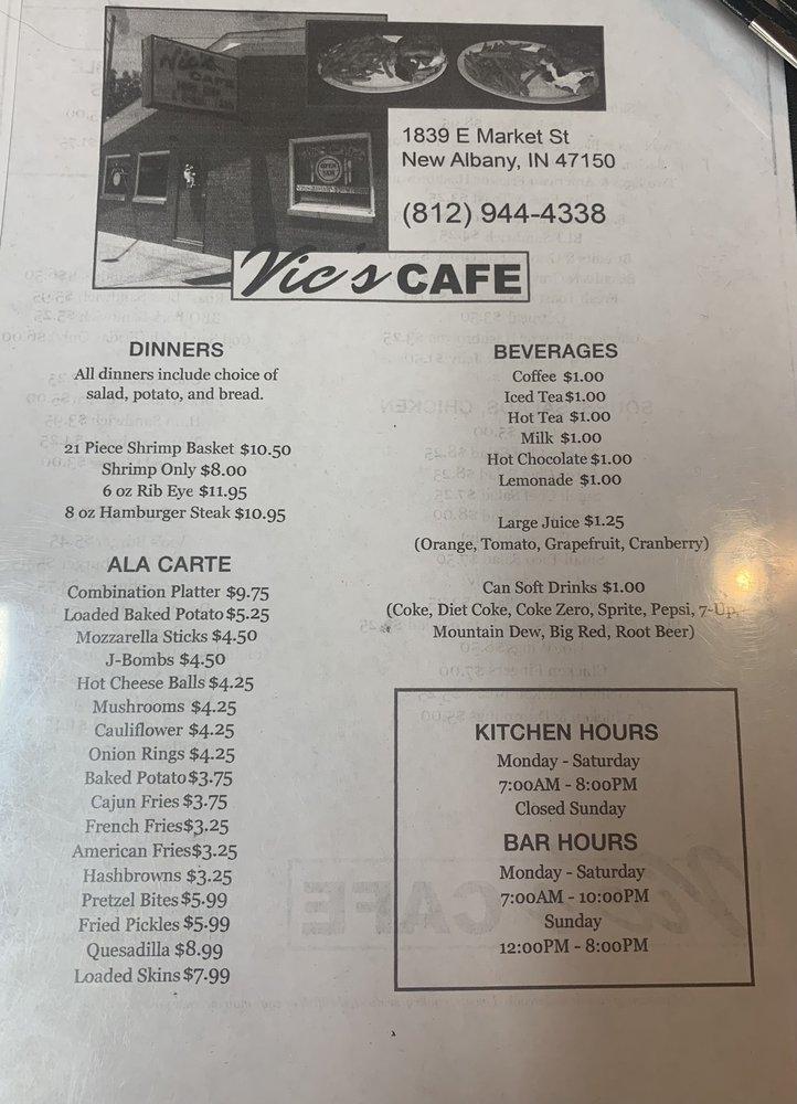 Menu at Vic's Cafe, New Albany
