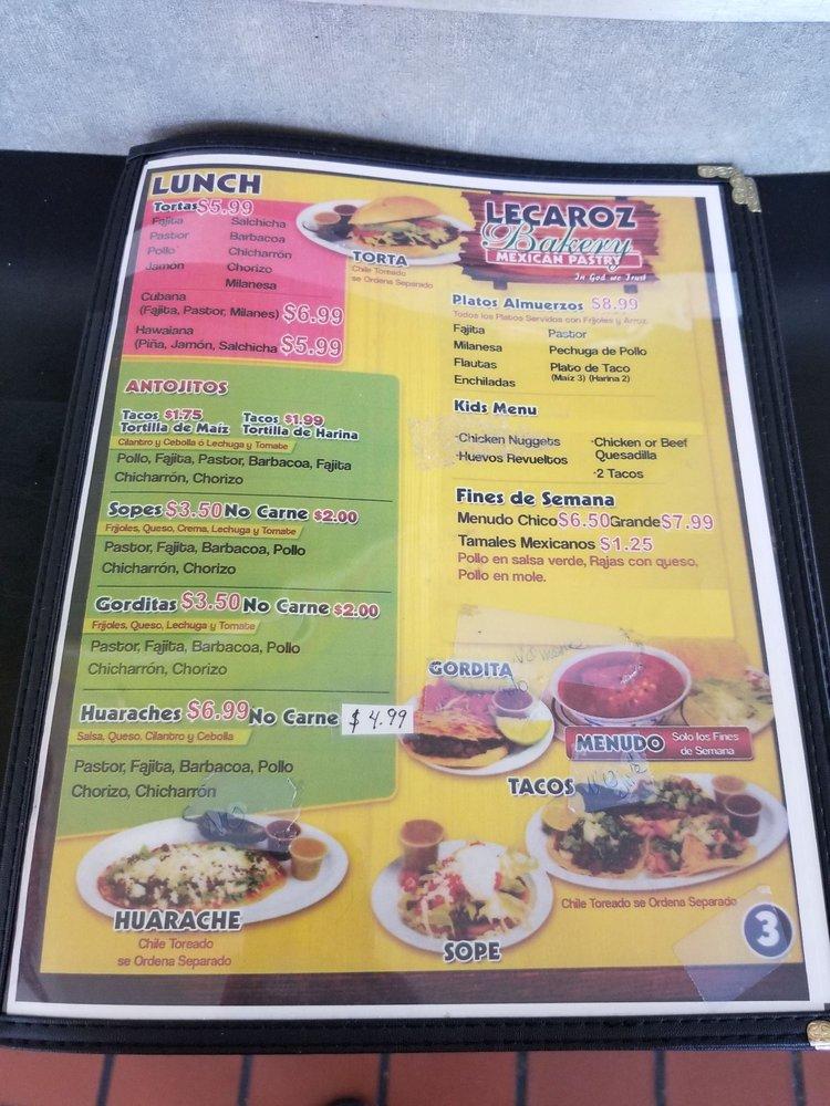 Menu at Lecaroz Bakery, Houston, Bellaire Blvd Ste 120