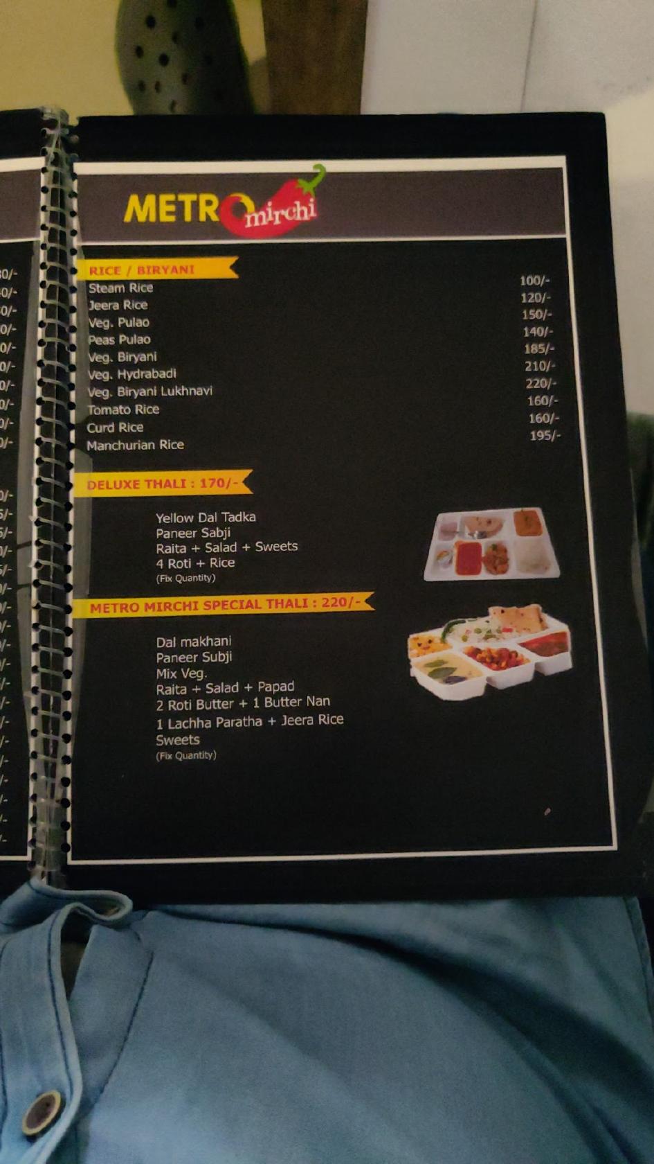 Menu at Metro Mirchi Veg. Restaurant, Maihar