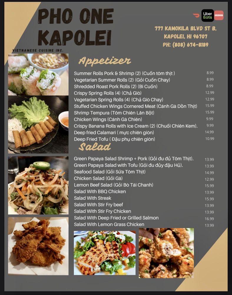 Menu at Pho One KAPOLEI Vietnamese Cuisine desserts, Kapolei
