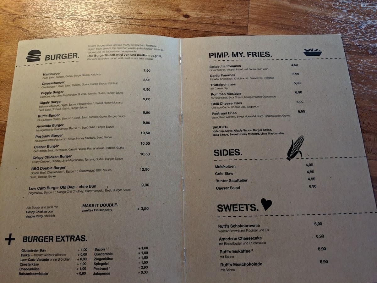 Menu at Ruff's Burger Therme Erding restaurant, Erding