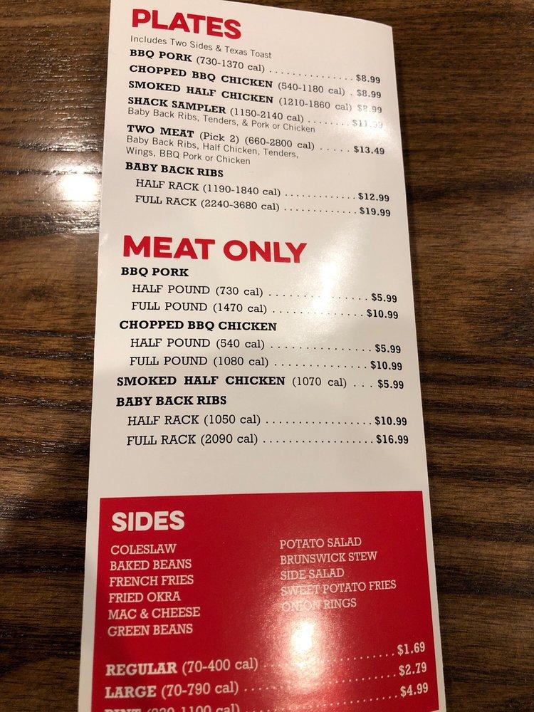 Menu at Shane's Rib Shack BBQ, Perry